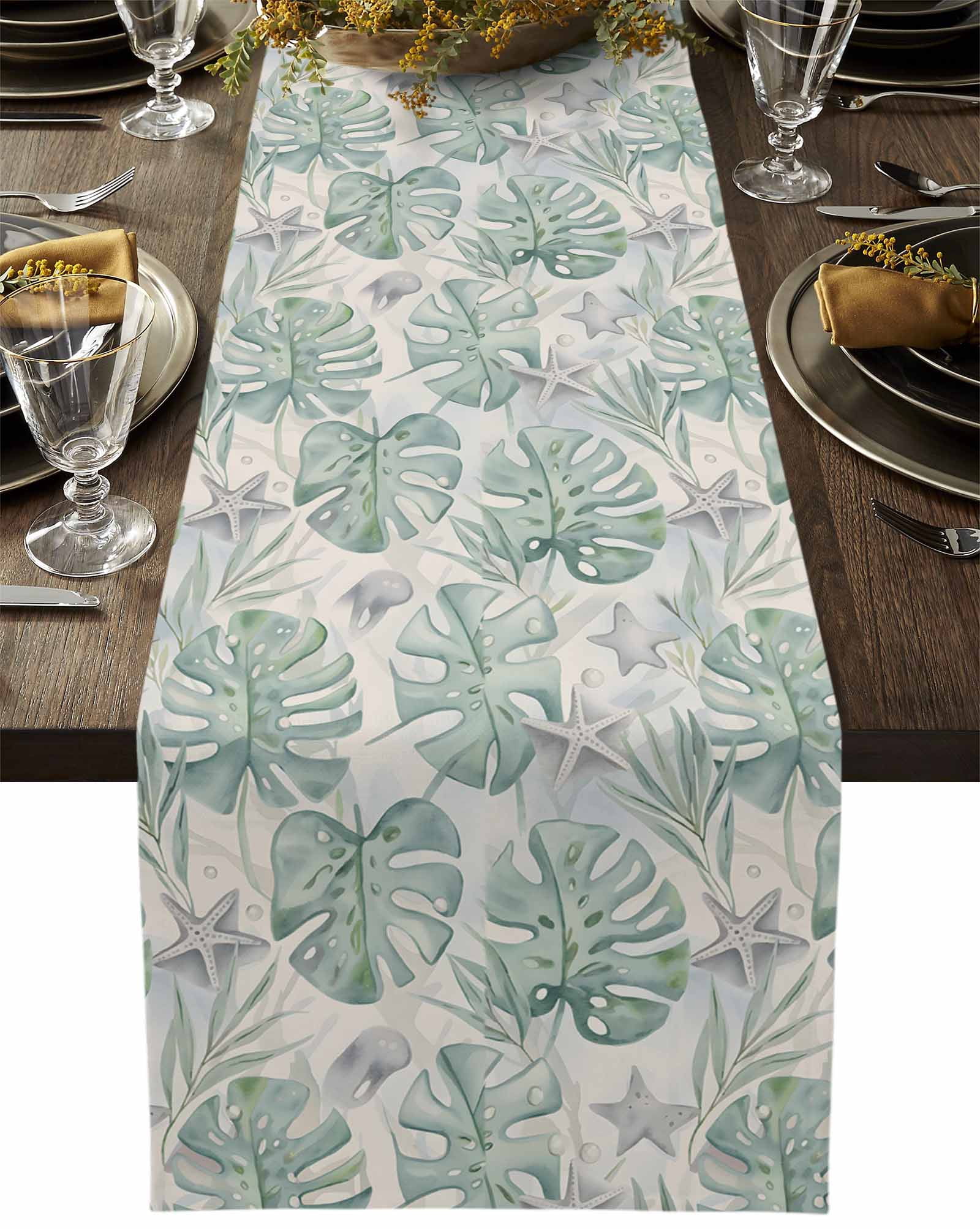 Summer Farm Tropical Leaves Table Runners 13x36 Inches Long Linen ...