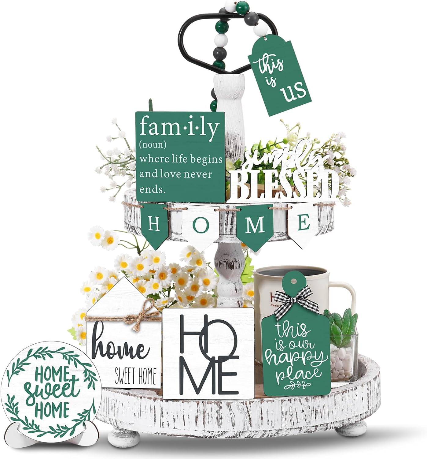 Summer Farmhouse Tiered Tray Decor Rustic Home Tiered Tray Decorations ...