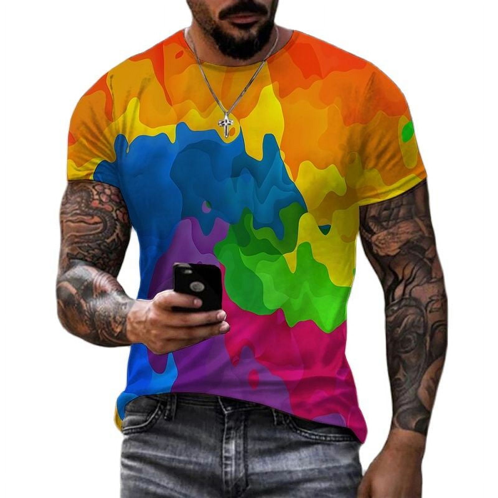 Summer Fashion Colour European and American style Men T-shirts 2025 ...