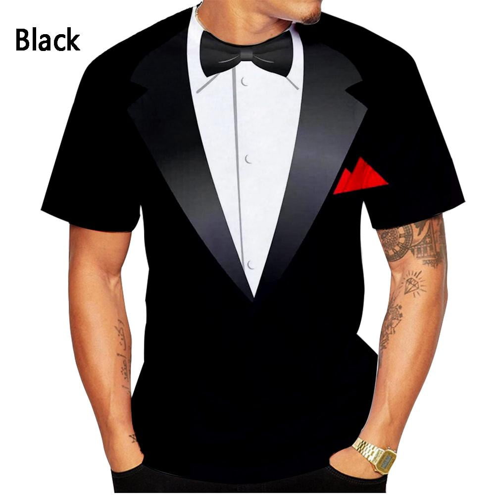 Summer Fashion Funny Fake Suit 3D Tshirt Tuxedo Bow Tie 3D Printing ...