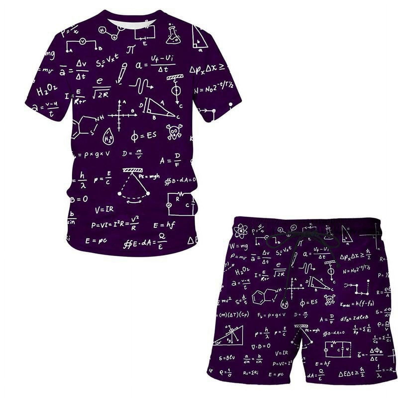 Summer Fashion Men's T-Shirt Set, Scientific Mathematical Formulas T ...
