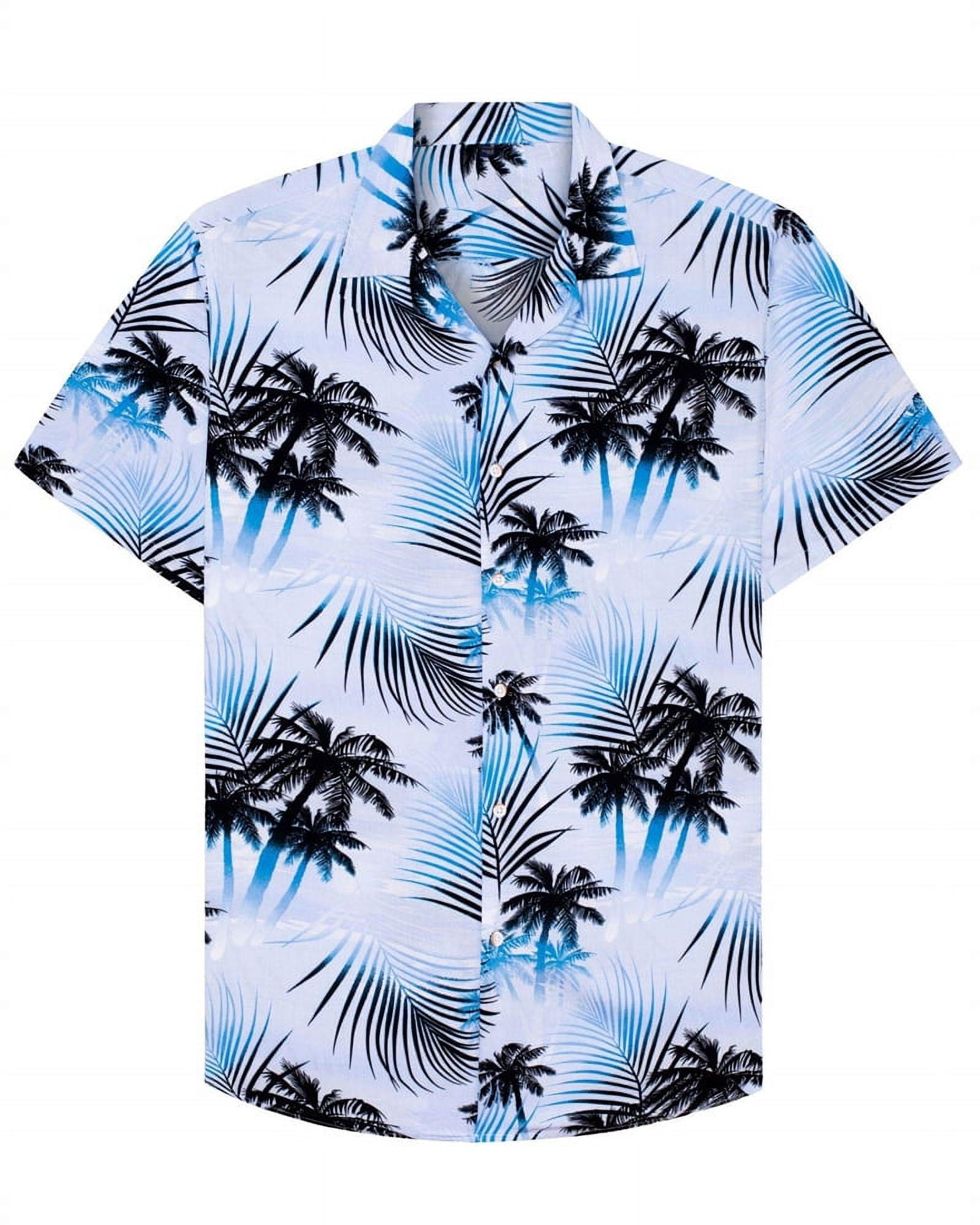 Summer Fashion Mens Hawaiian Shirts Short Sleeve Button Coconut Tree ...