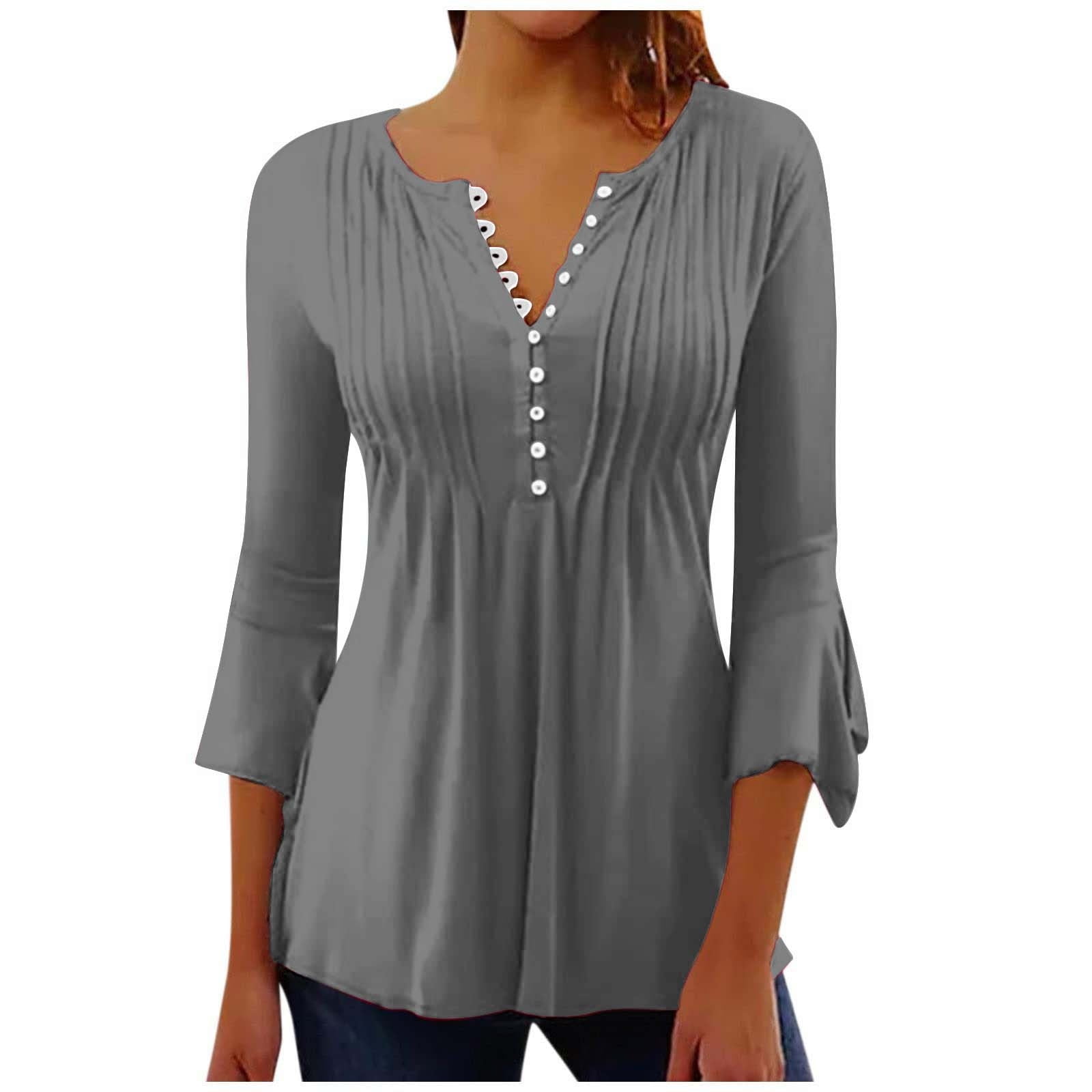 Summer Fashion Plus Size Womens 3/4 Sleeve Tops Trendy Clothes 2025 ...