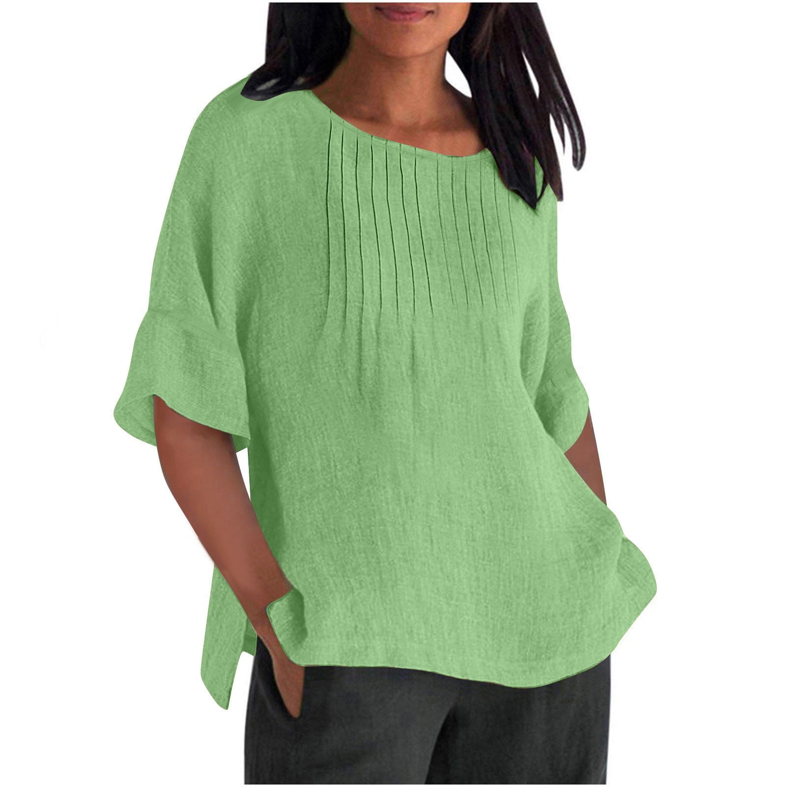 Summer Fashion Plus Size Womens 3/4 Sleeve Tops Trendy Clothes 2025 ...