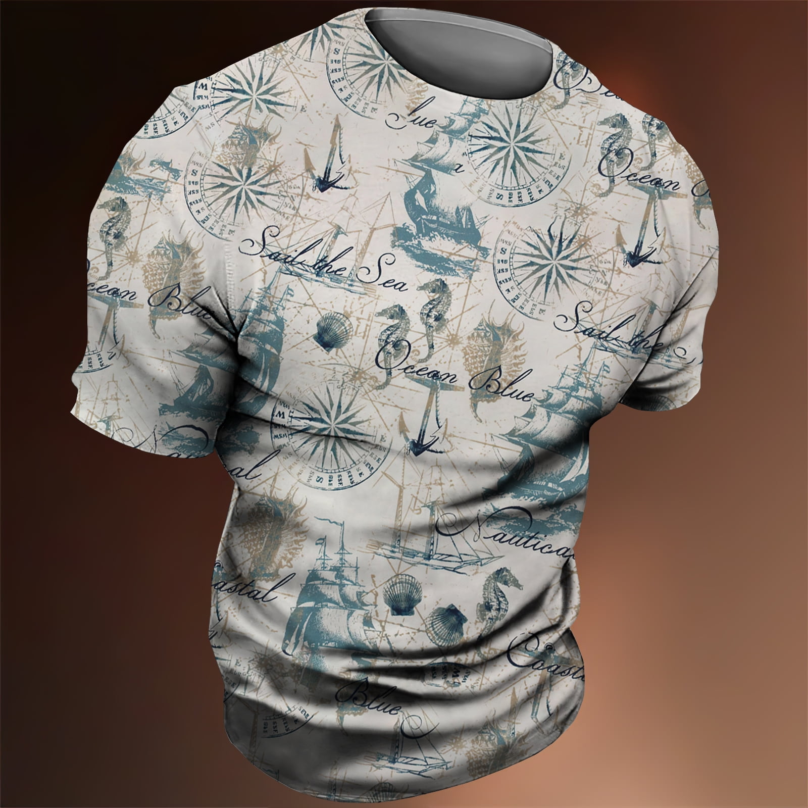 Summer Fashion Retro Compass graphic t shirts New Men Casual ...