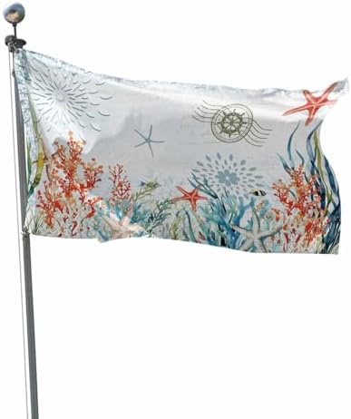 Summer Flags for Outside 2x3 Ft, Ocean Coral Starfish Marine Life Blue ...