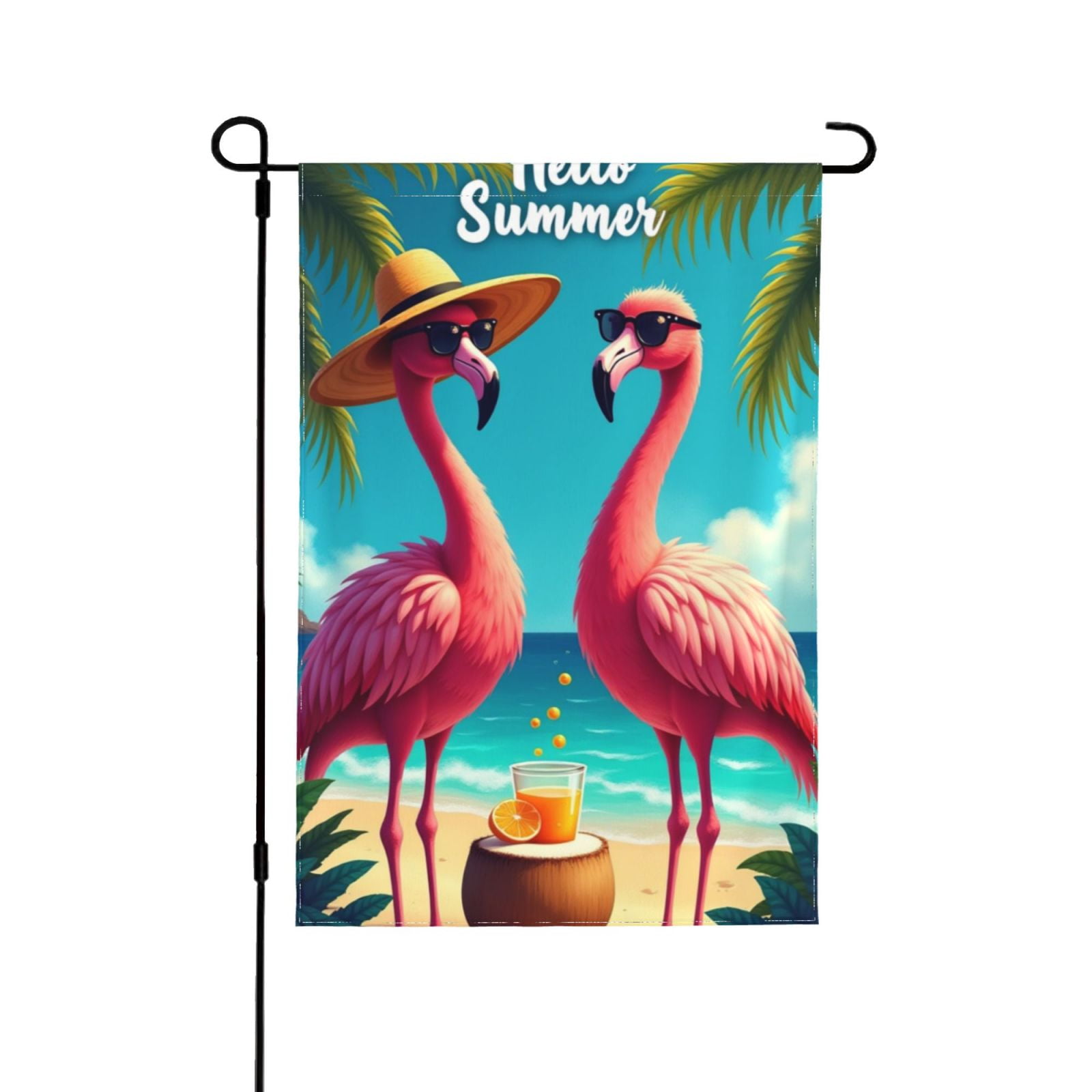Summer Flamingo Garden Flag 12x18 Inch Double Sided Tropical Beach Bird ...