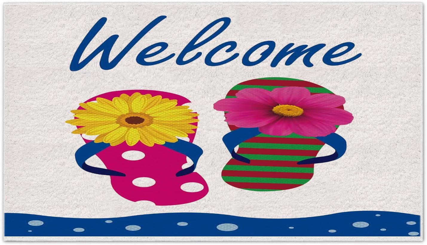 Summer Flip Flop Door Mat Non Slip Rubber Summer Slippers Welcome ...