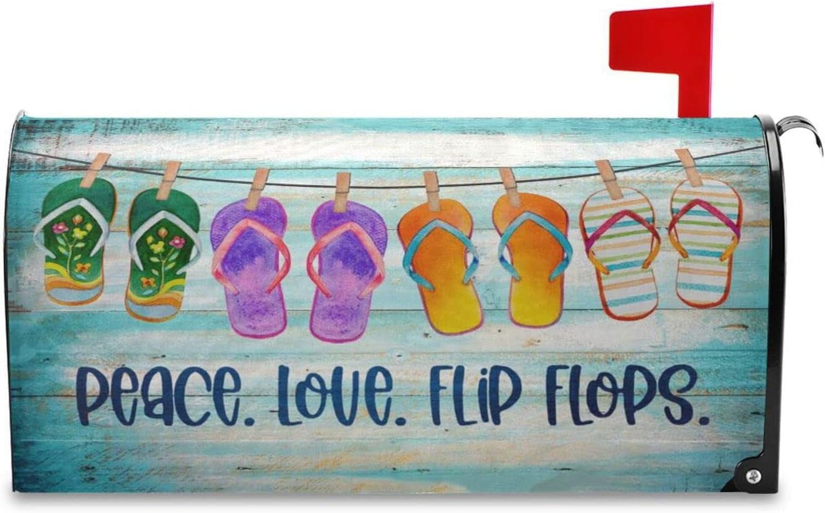 Summer Flip Flop Mailbox Cover Magnetic Standard Size Peace Love ...