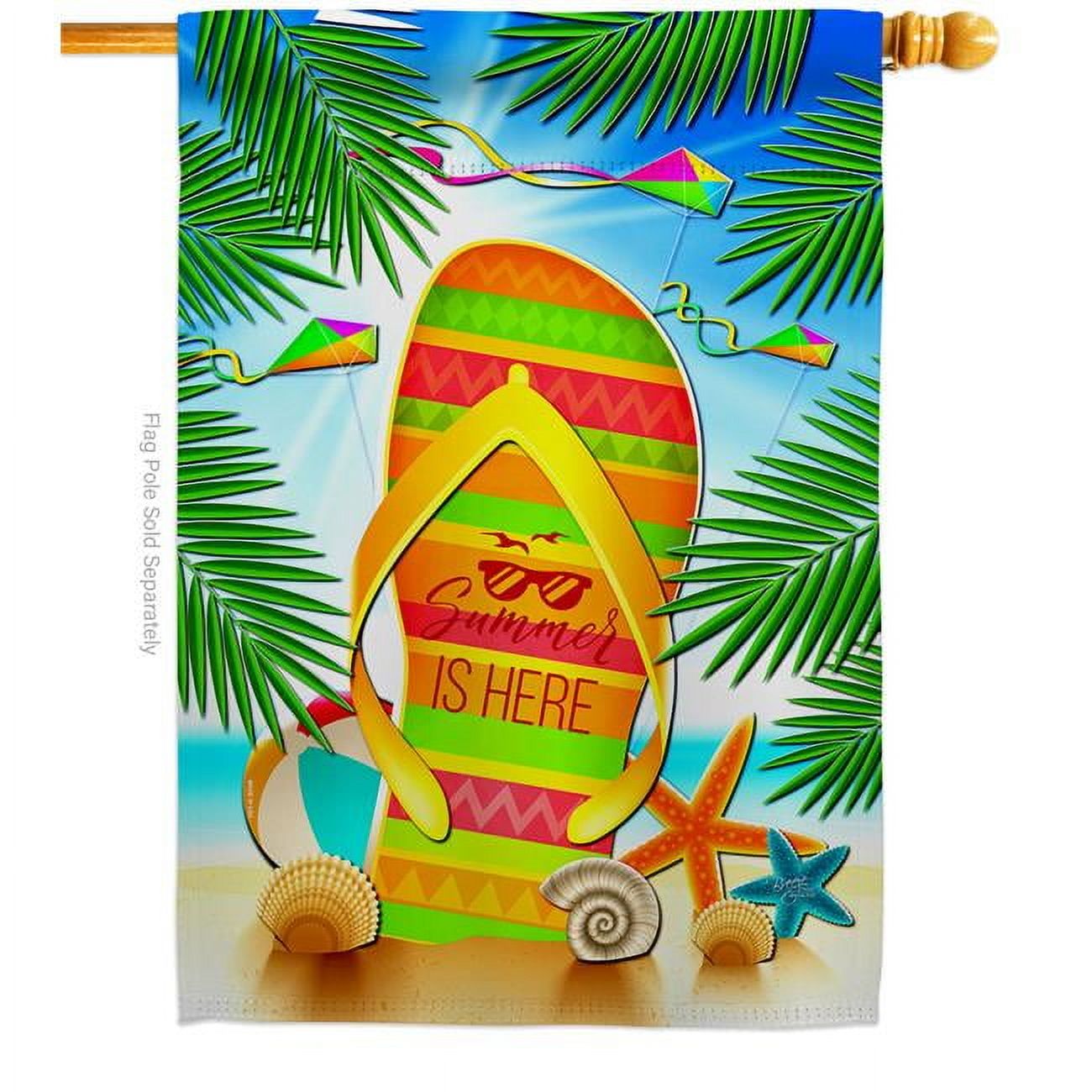Summer Flip Flop Summertime Fun & Sun 28 x 40 in. Double-Sided ...