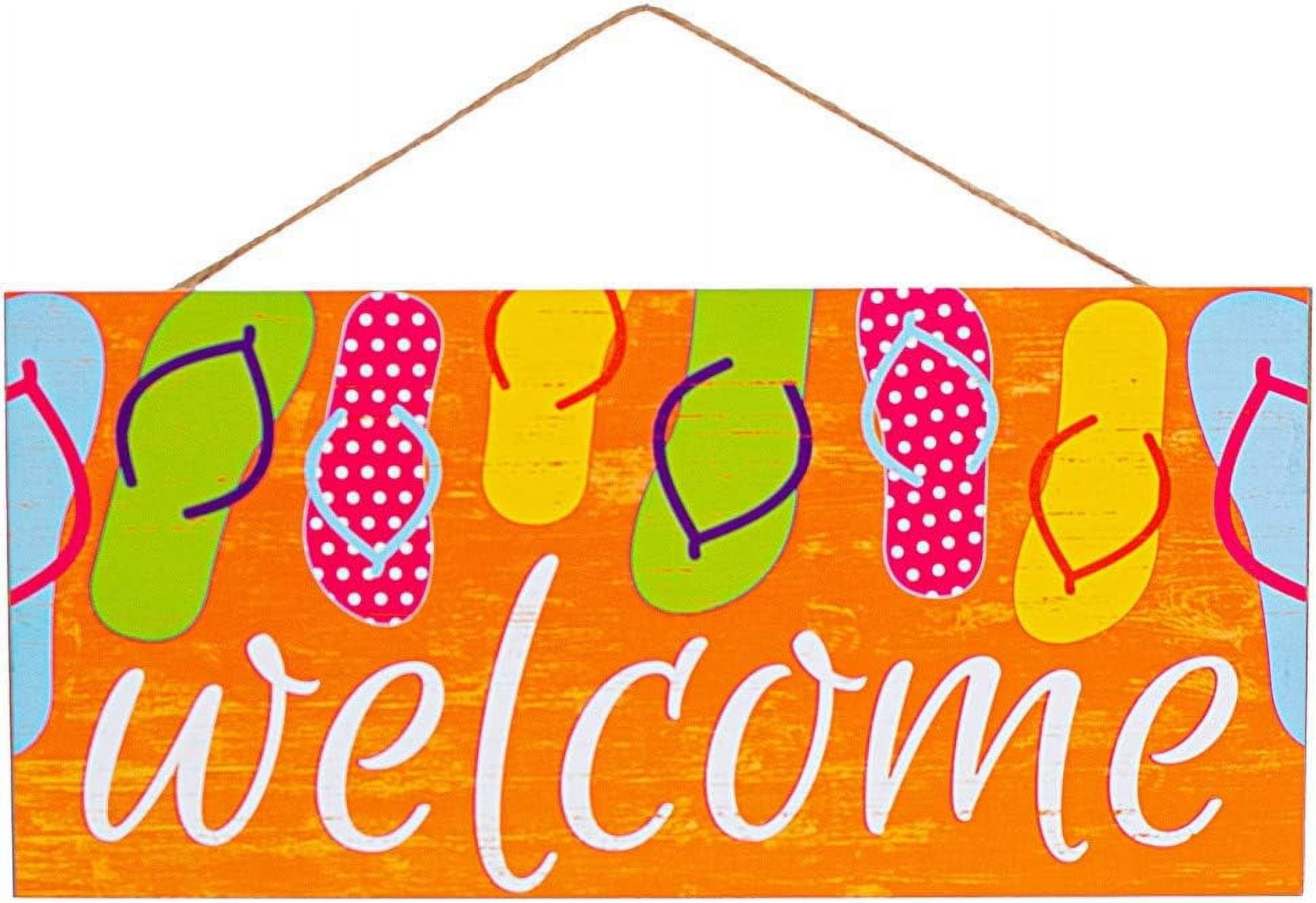 Summer Flip Flops Welcome Sign 12.5" x 6", Beach House Chic, Sandals ...