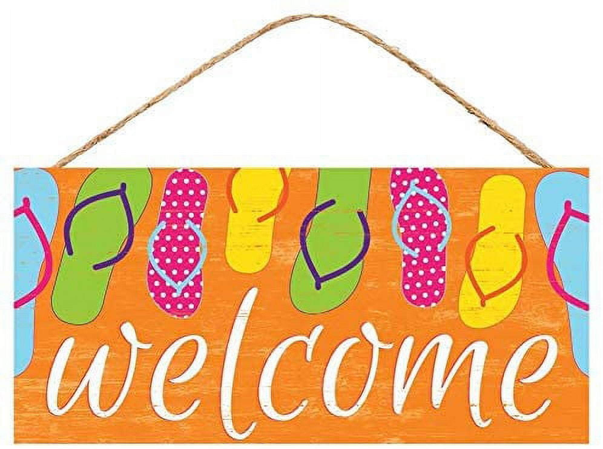 Summer Flip Flops Welcome Sign - 12.5" x 6", Wreath, Door Decor, Summer ...