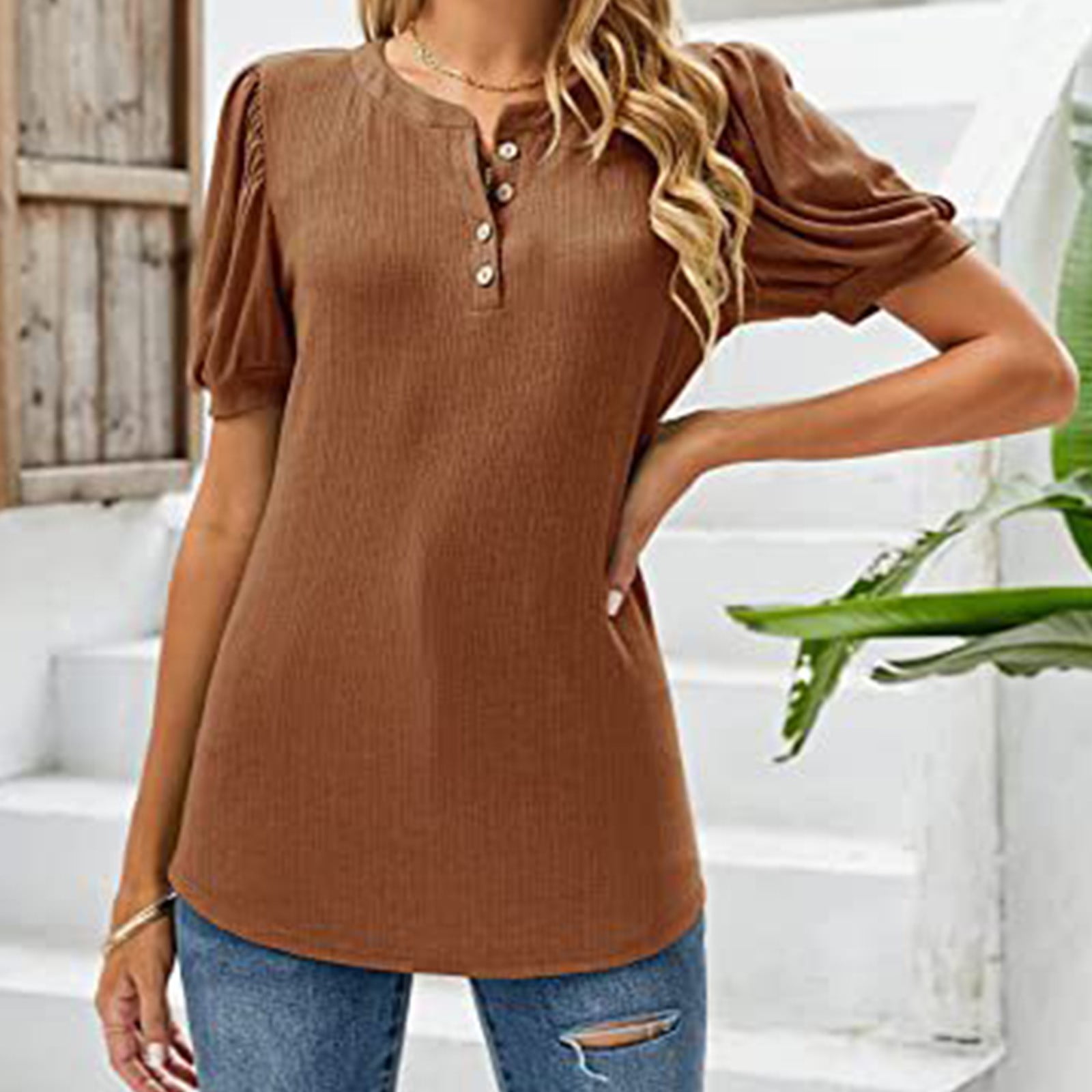 Summer Floral Tops for Women 2025 Women's Short Sleeve Shirts V Neck ...