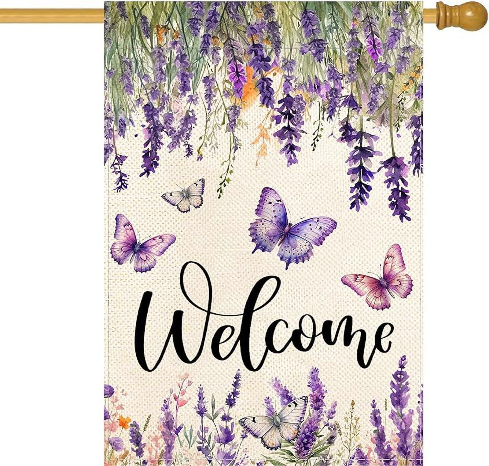 Summer Floral Welcome Garden Flag Double Sided Spring Daisy Green Leaf ...