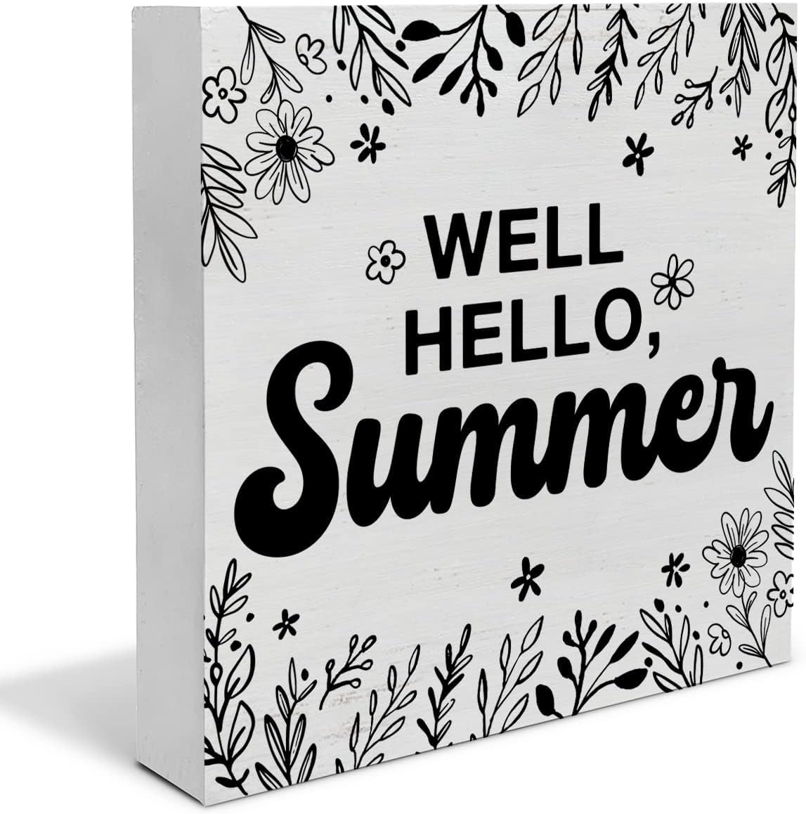 Summer Floral Wood Box Sign Decor Desk Sign Well Hello Summer Art ...