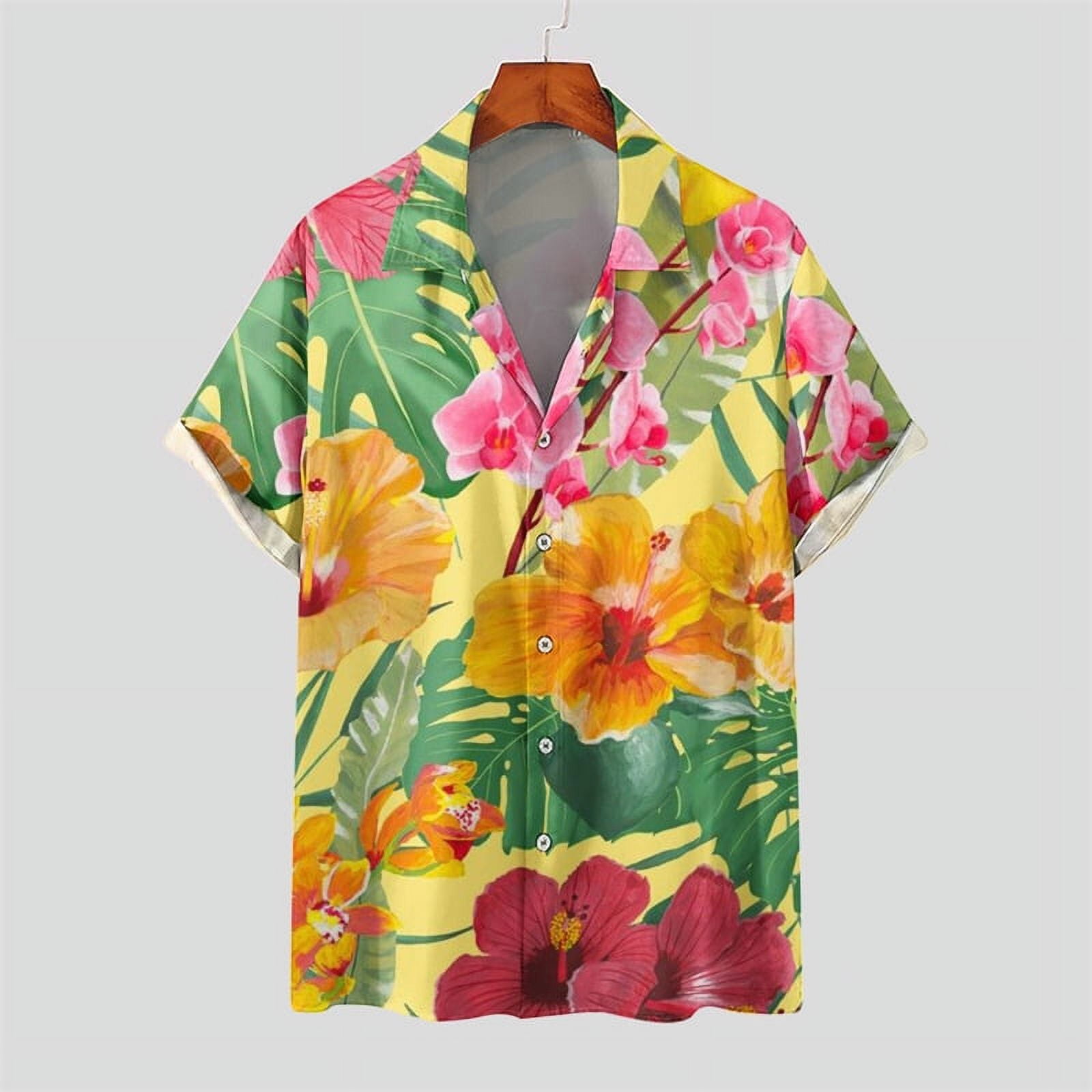 Summer Flower 3D Print Camisa Men's Summer Hawaii Beach Shirts Holiday ...