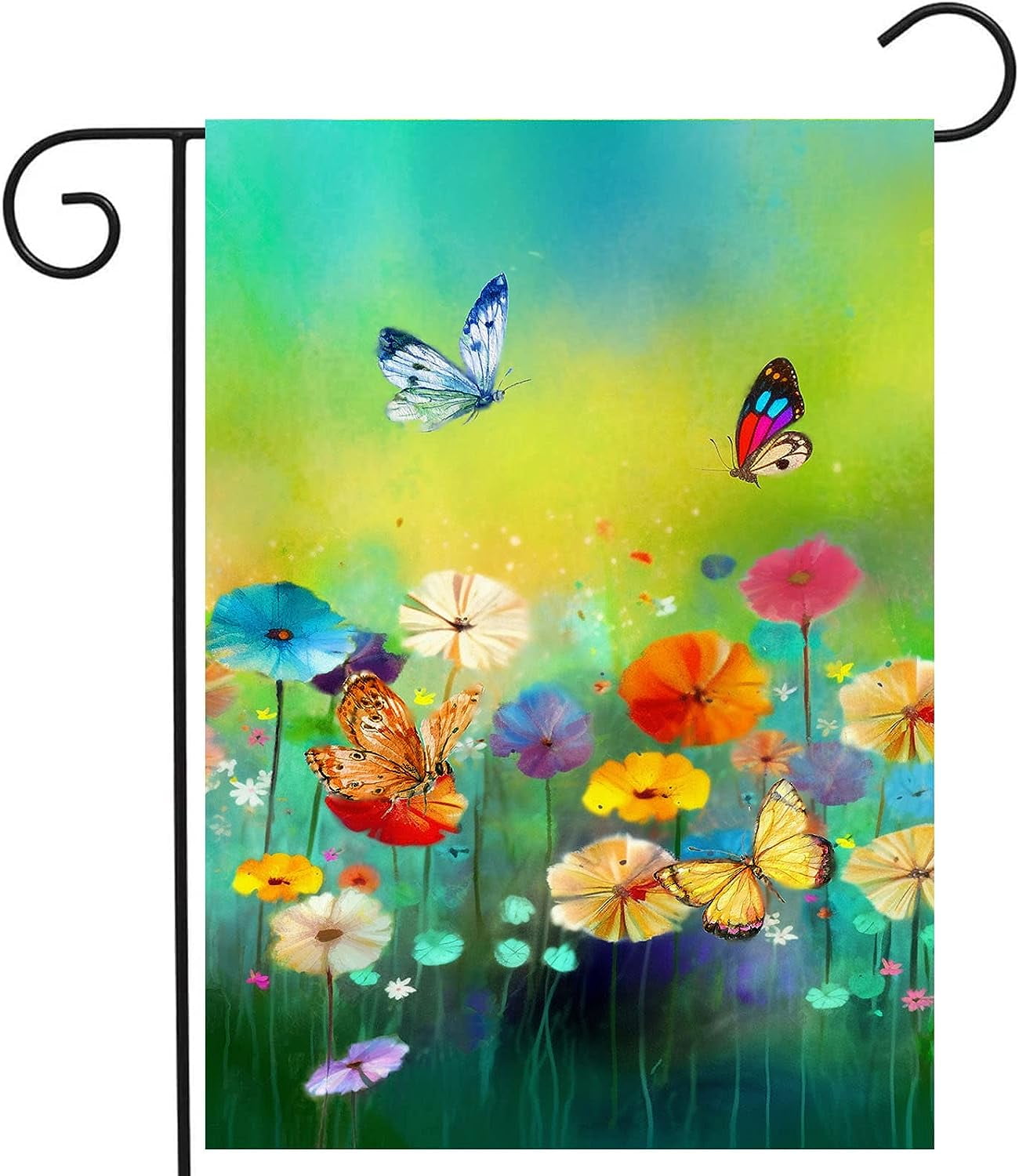 Summer Flower Garden Flag Butterfly Flag Floral Spring Yard Flags for ...