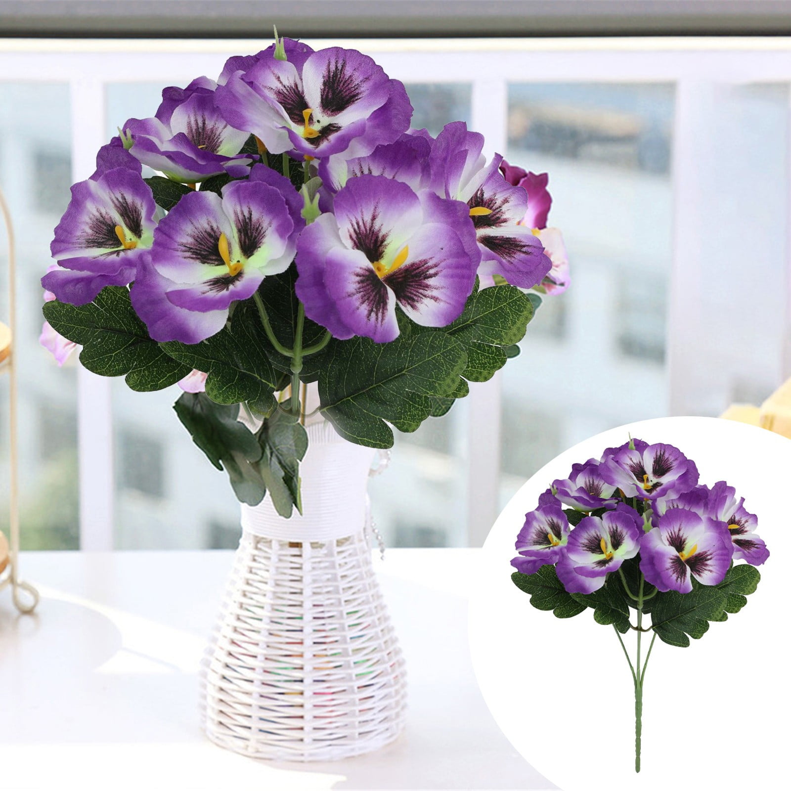 Summer Flower Outdoor Artificial Flowers, Fake Pansy Flowers for Spring ...
