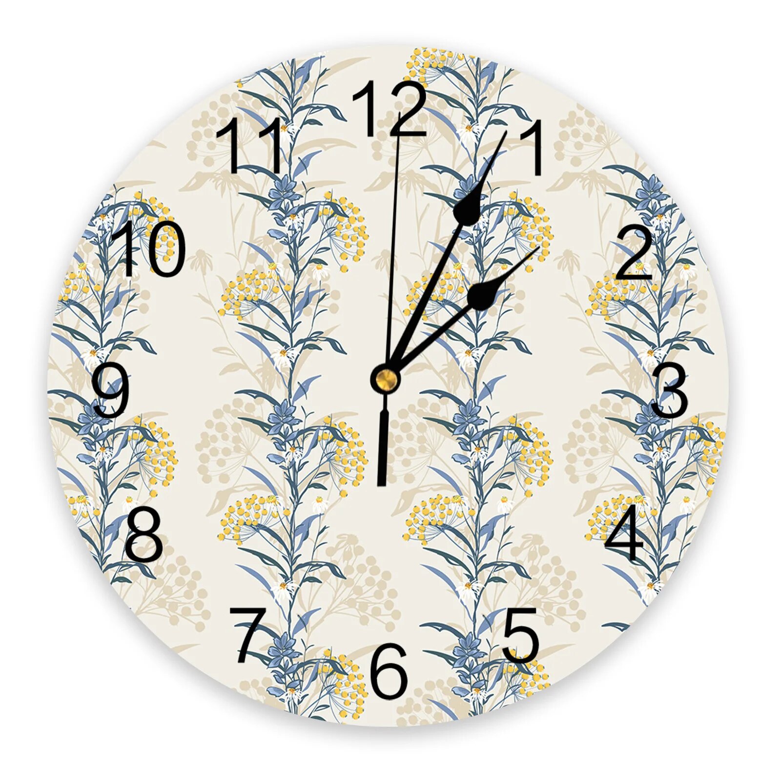 Summer Flower Plant PVC Wall Clock Modern Design Living Room Decoration ...