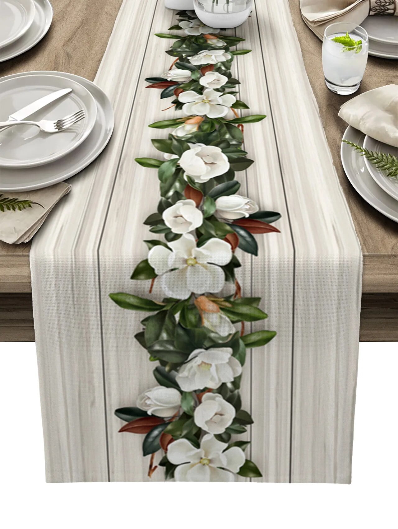 Summer Flower Plant Table Runner Modern Party Dining Table Runner ...