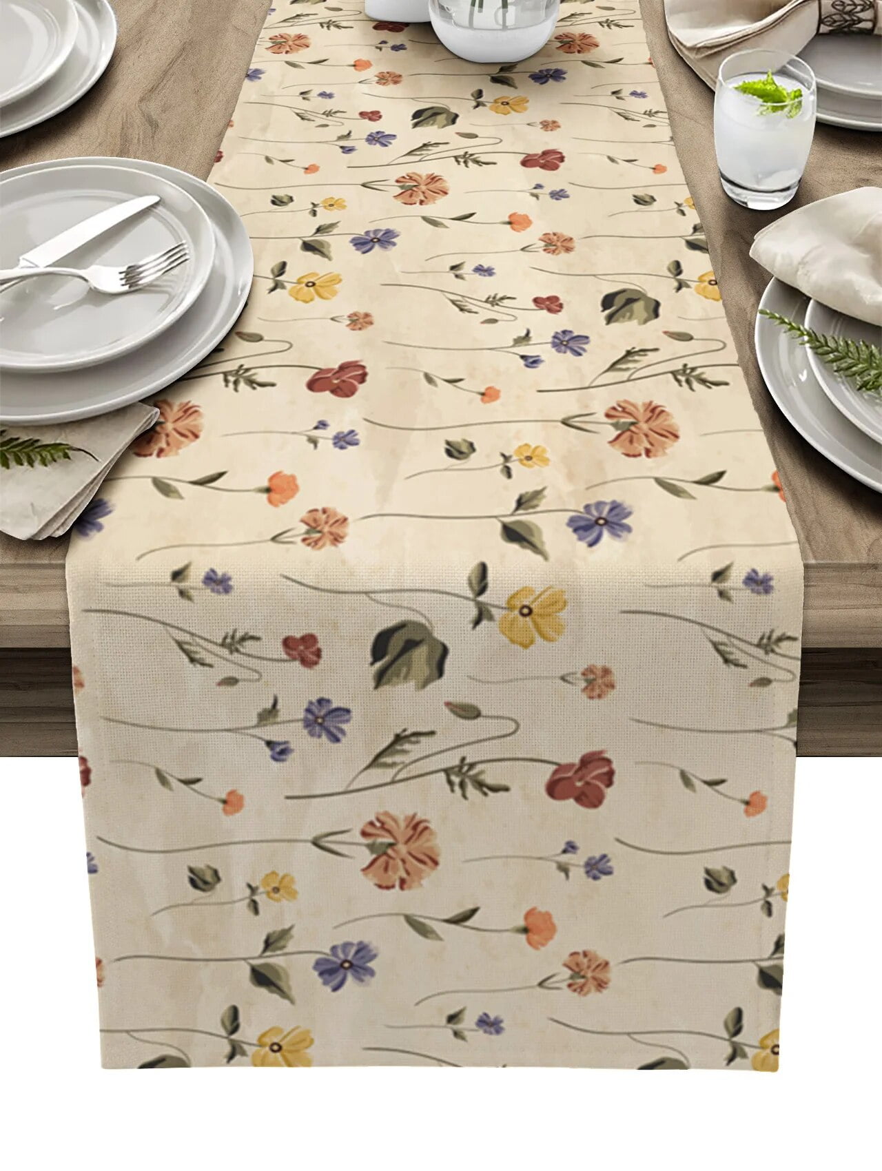 Summer Flower Plant Table Runner Modern Party Dining Table Runner ...