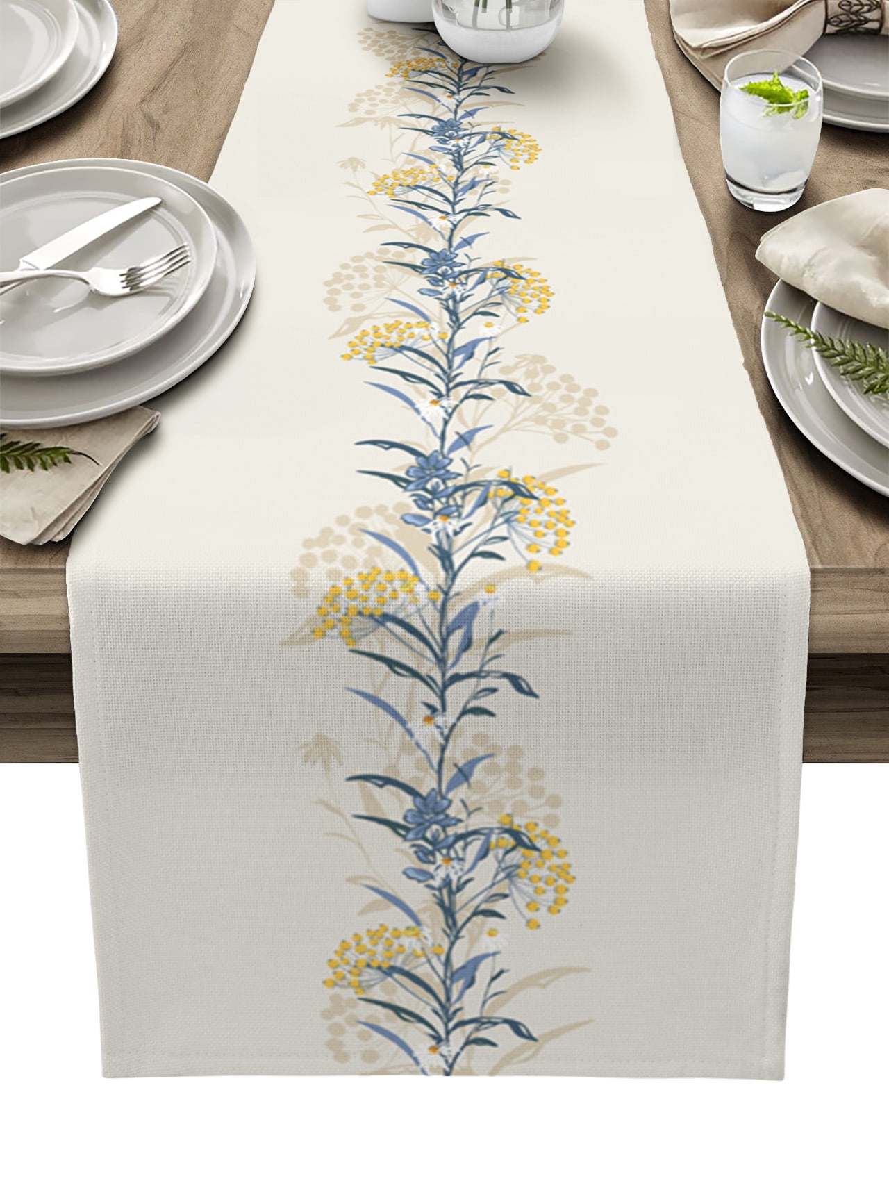 Summer Flower Plant Table Runner Modern Party Dining Table Runner ...
