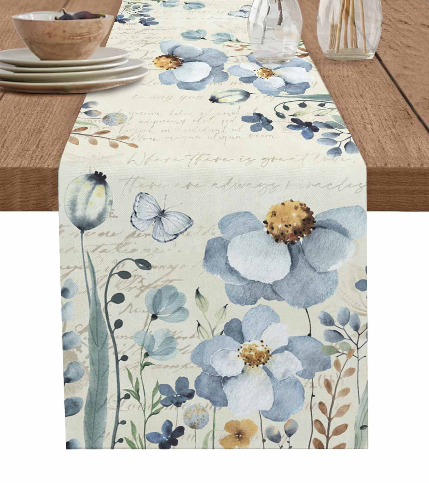 Summer Flowers And Plants Table Runner ration Home r Dinner Table ...
