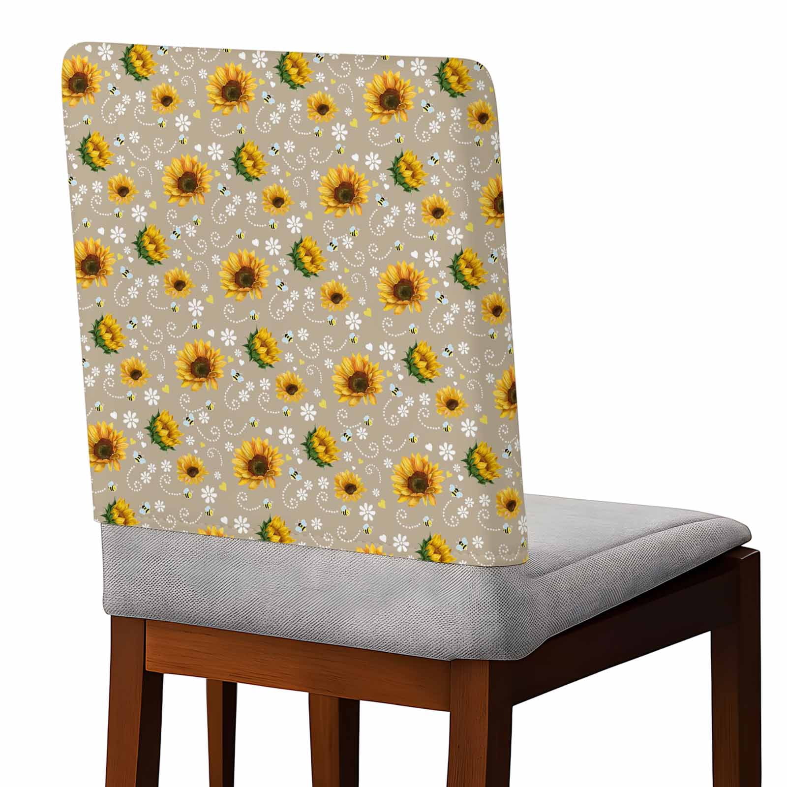Summer Flowers Chair Covers Set of 4 Farmhouses Watercolor Sunflower ...