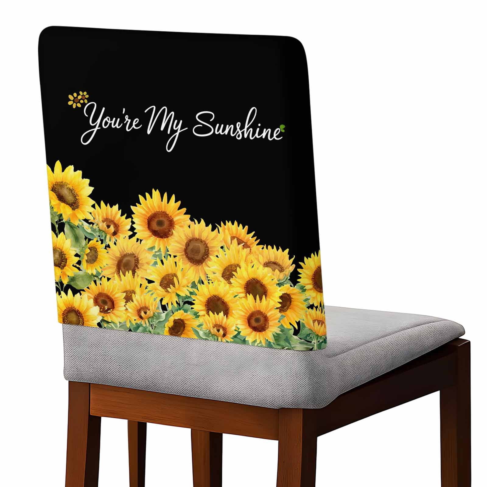 Summer Flowers Chair Covers Set of 4 Watercolor Sunflower Letter Print ...