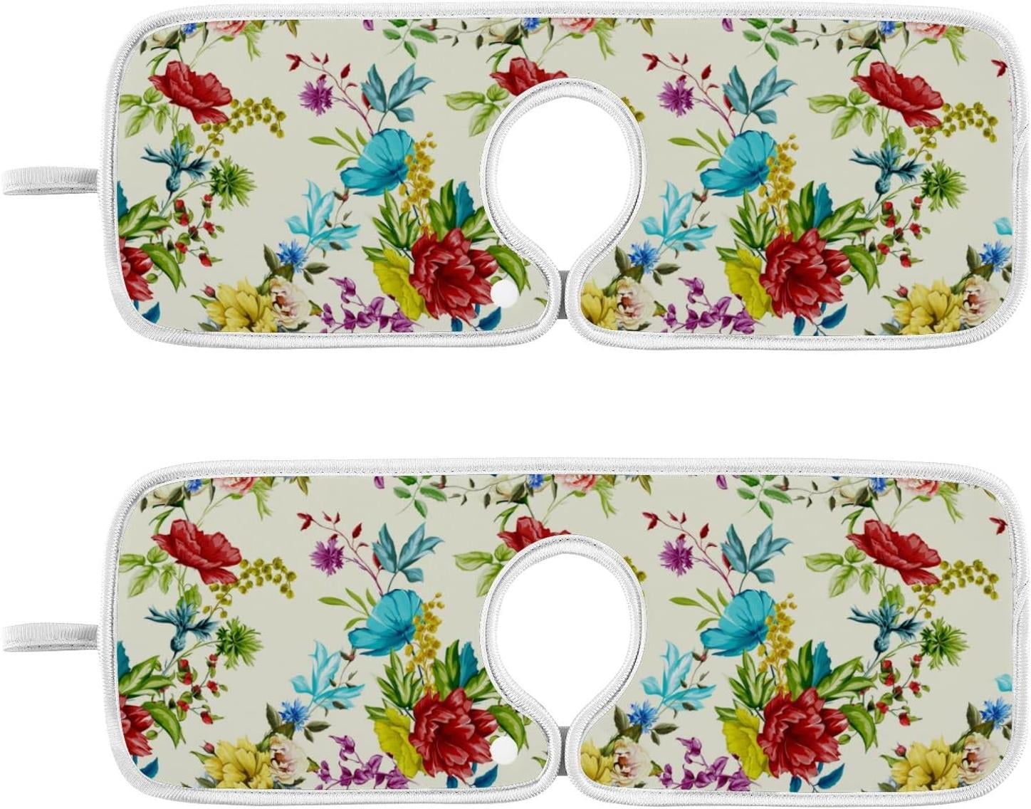 Summer Flowers Colorful Sink Splash Guard for Faucet 2 Packs Faucet ...