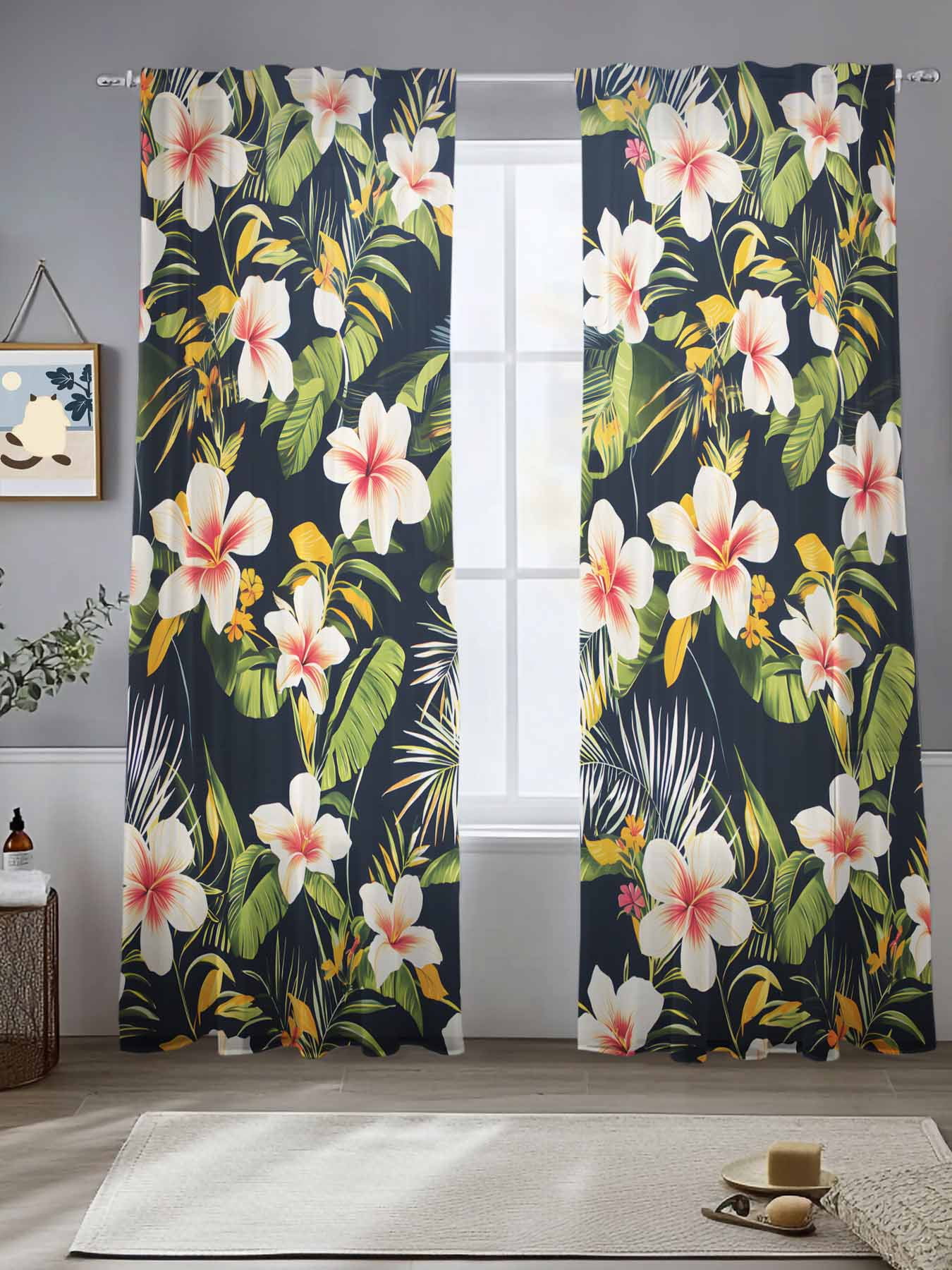 Summer Flowers Sheer Curtains for Living Room Bedroom Farmhouse ...