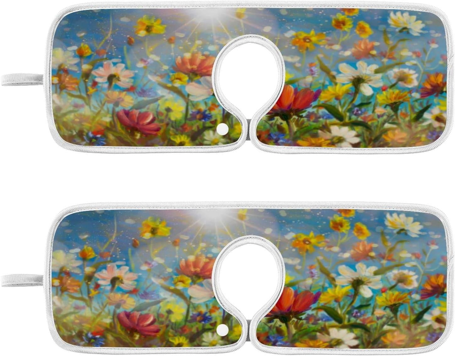 Summer Flowers Sunligh Sink Splash Guard for Faucet 2 Packs Faucet ...
