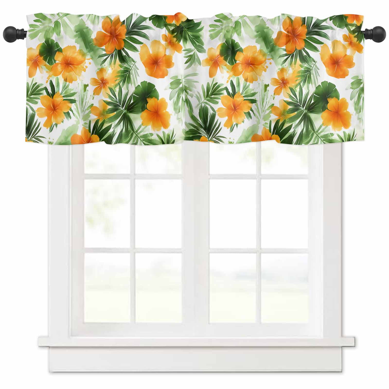 Summer Flowers Valances for Windows Farmhouse Kitchen Curtains Valances ...