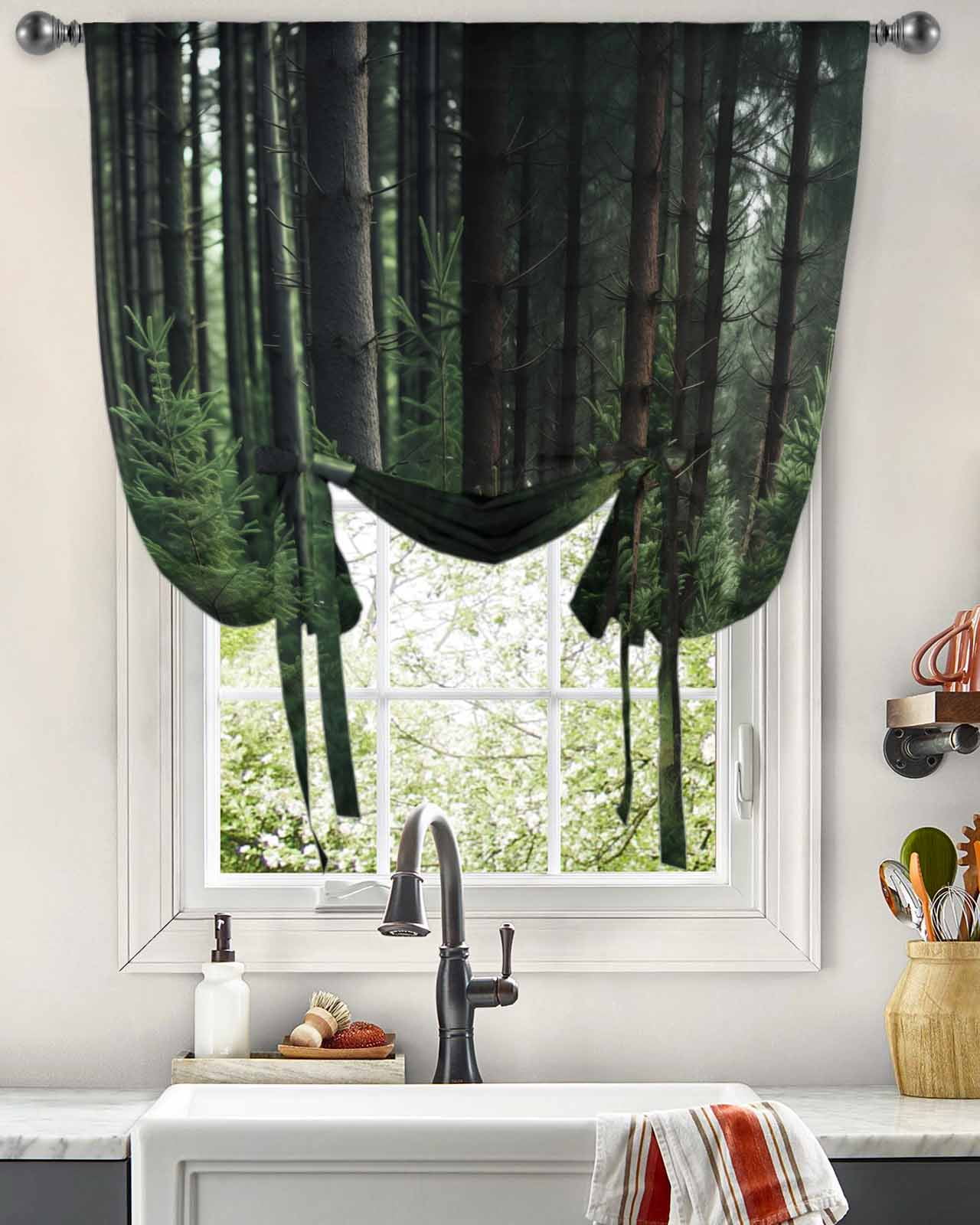Summer Forest Pine Trees Window Curtain for Living Room Home Decor ...