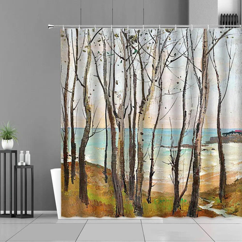 Summer Forest Trees Scenery Shower Curtains Green Leaves Jungle ...