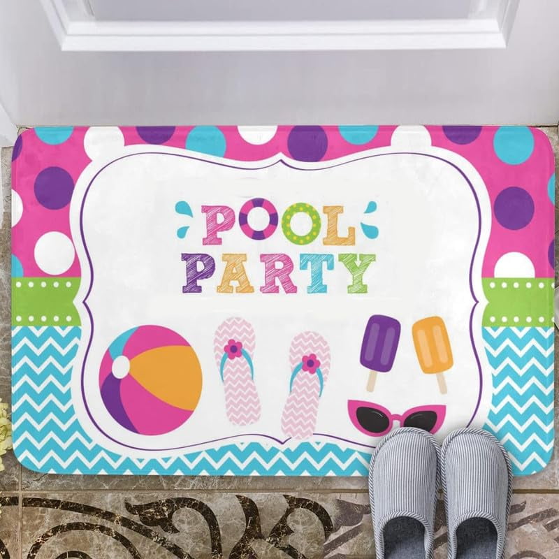 Summer Front Door Mat Pools Party Flip Flops Doormat Indoor Outdoor ...
