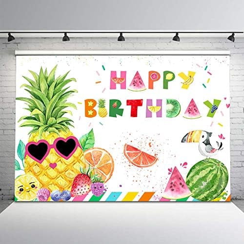 Summer Fruit Birthday Party Backdrop Happy Birthday Fruit Pineapple ...