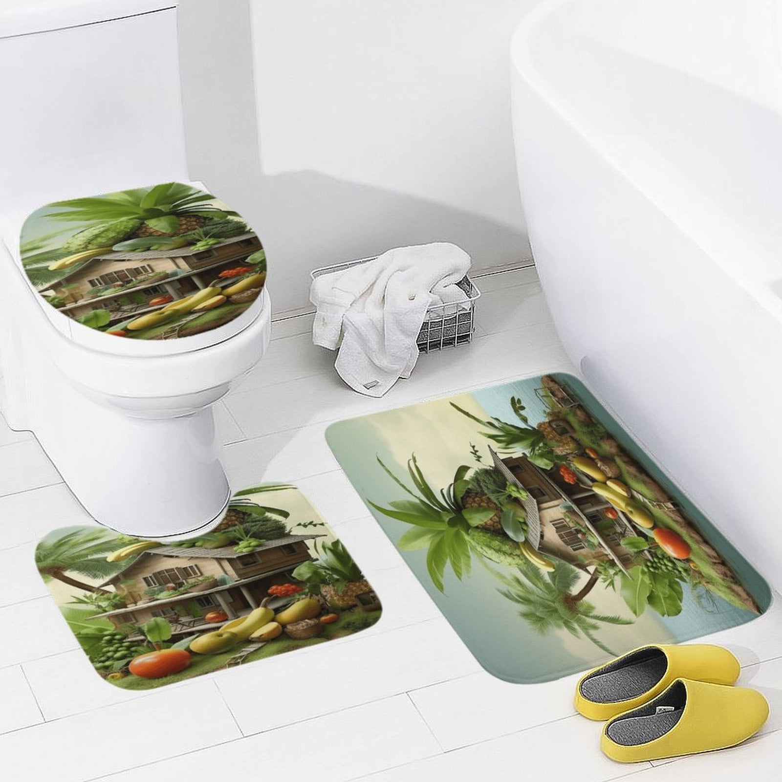 Summer Fruit Kingdom Bathroom Mats Set 3-piece Bath Mats , Floor Rug ...