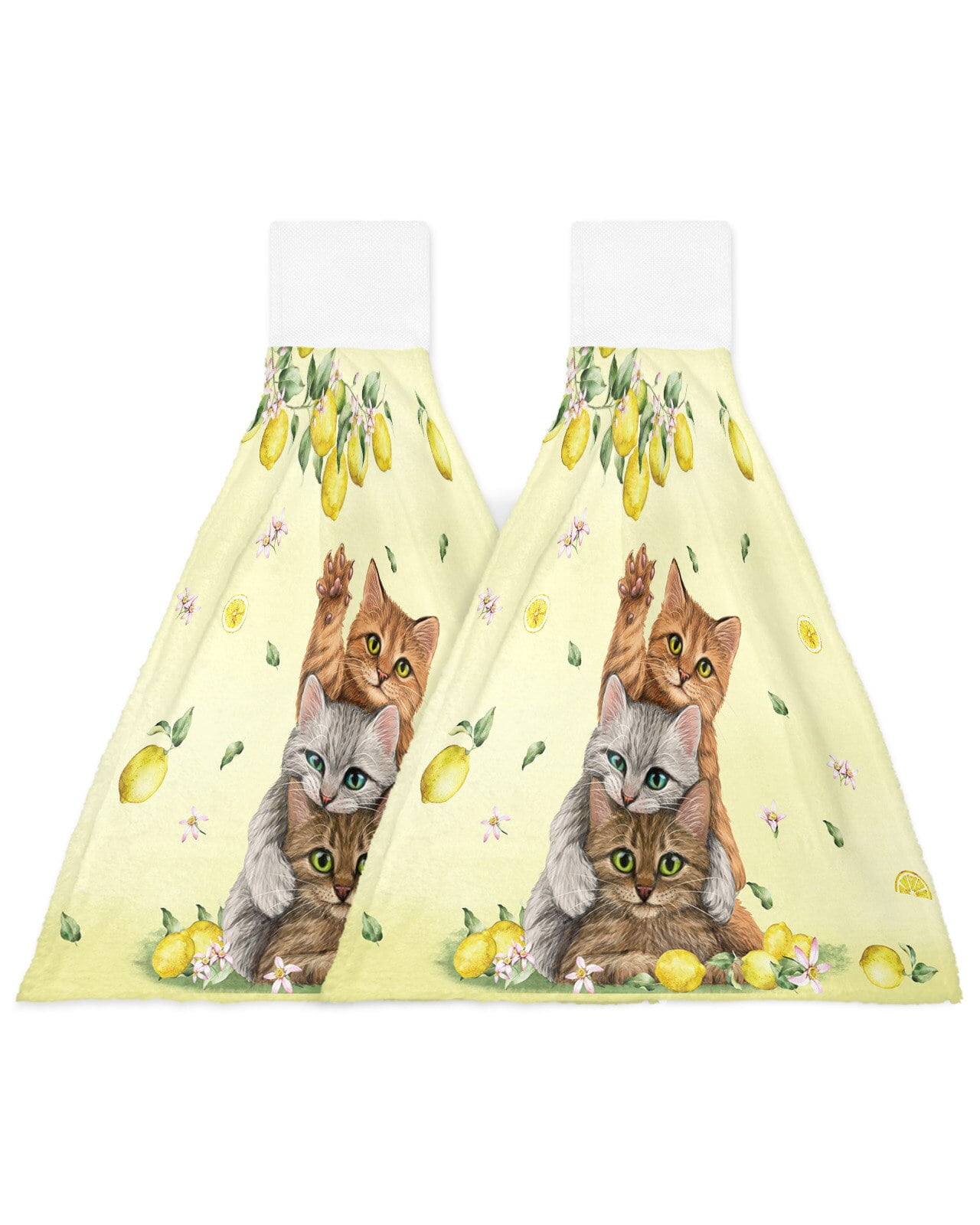 Summer Fruit Lemon Cat Custom Wipe Hand Towel Absorbent Hanging Towels ...