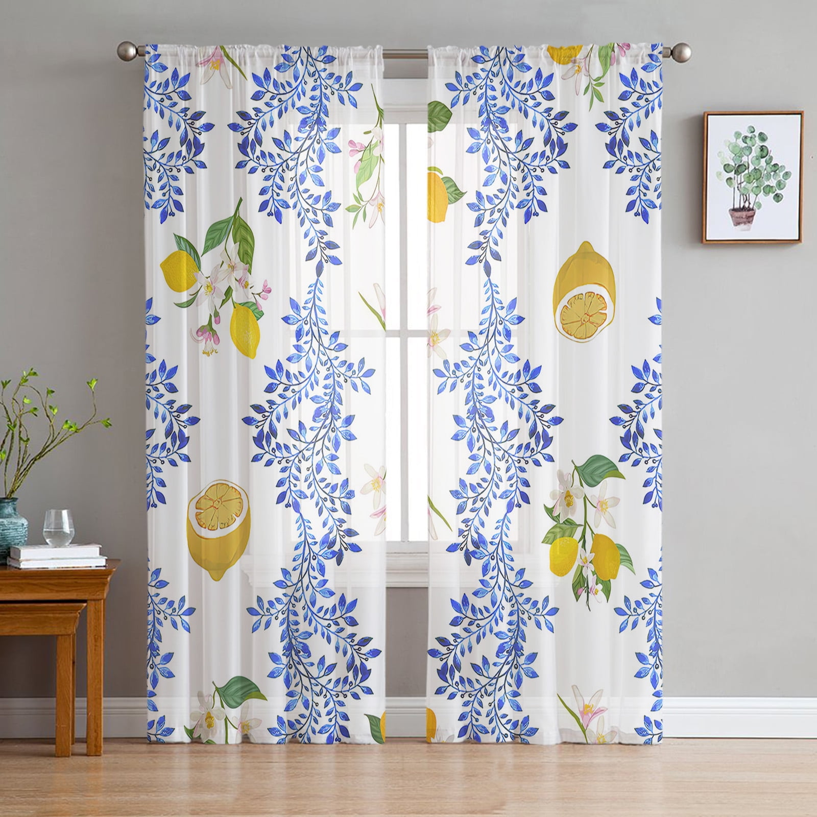 Summer Fruit Lemon Sheer Curtains for Living Room Bedroom Curtains ...