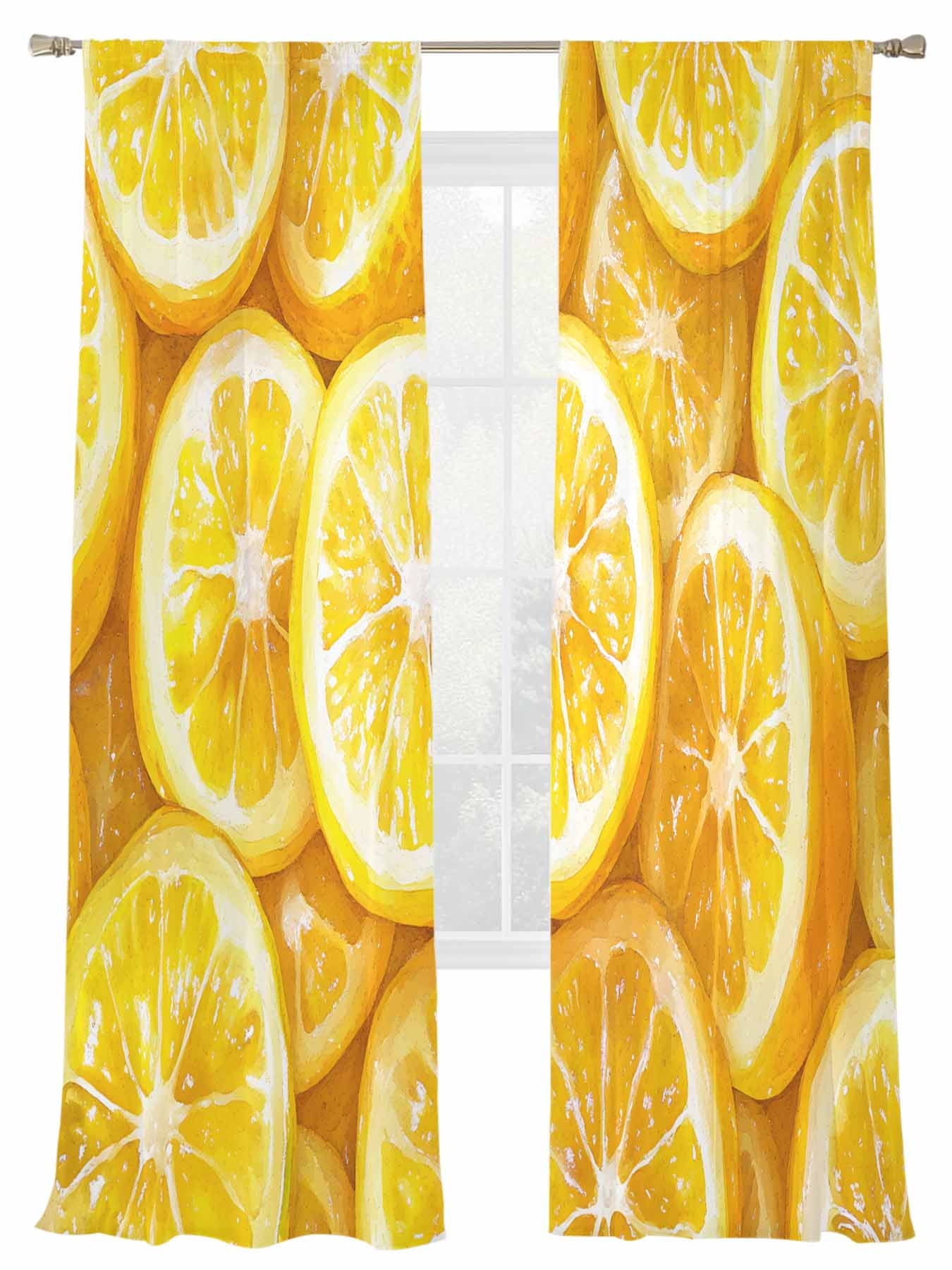Summer Fruit Sheer Curtains 108 Inch Long 2 Panels, Vintage Style ...