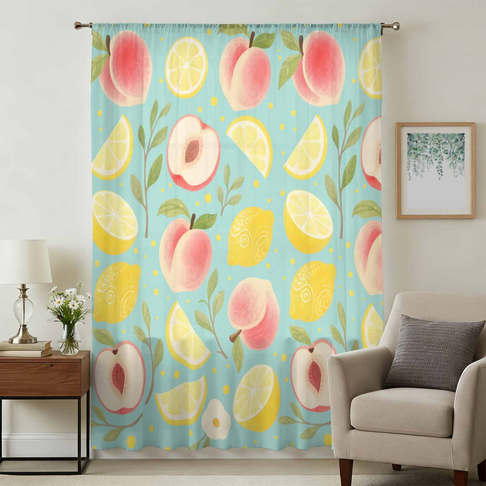 Summer Fruit Sheer Curtains 84 Inches Long for Living Room, Spring ...