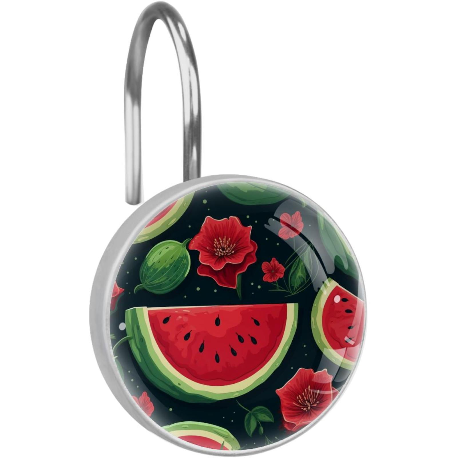 Summer Fruit Sweet Watermelon Rolling Shower Curtain Hooks, Clear ...