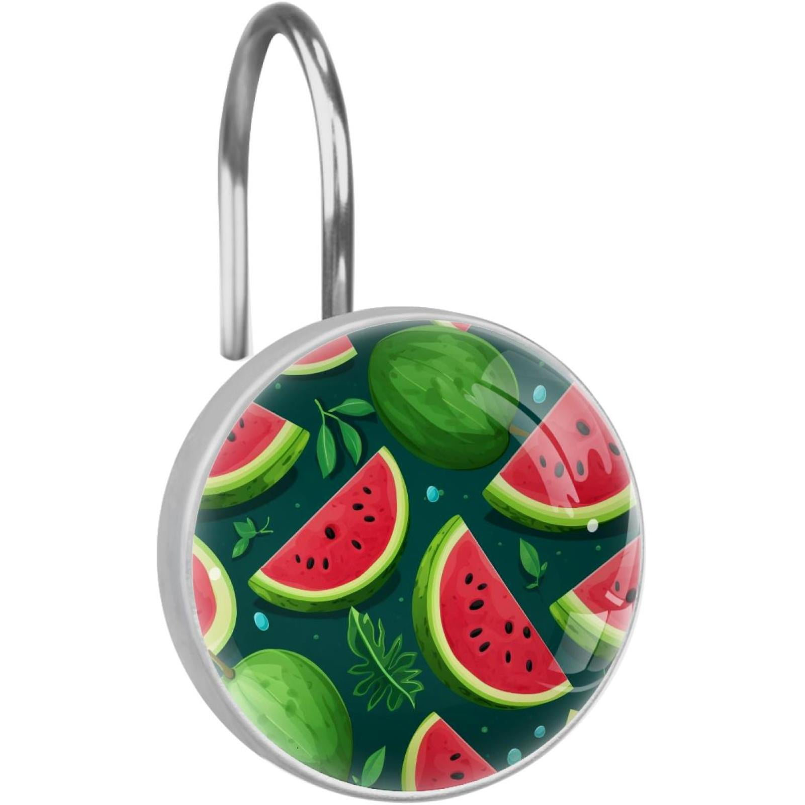 Summer Fruit Sweet Watermelon Shower Curtain Hooks Round Crystal Glass ...