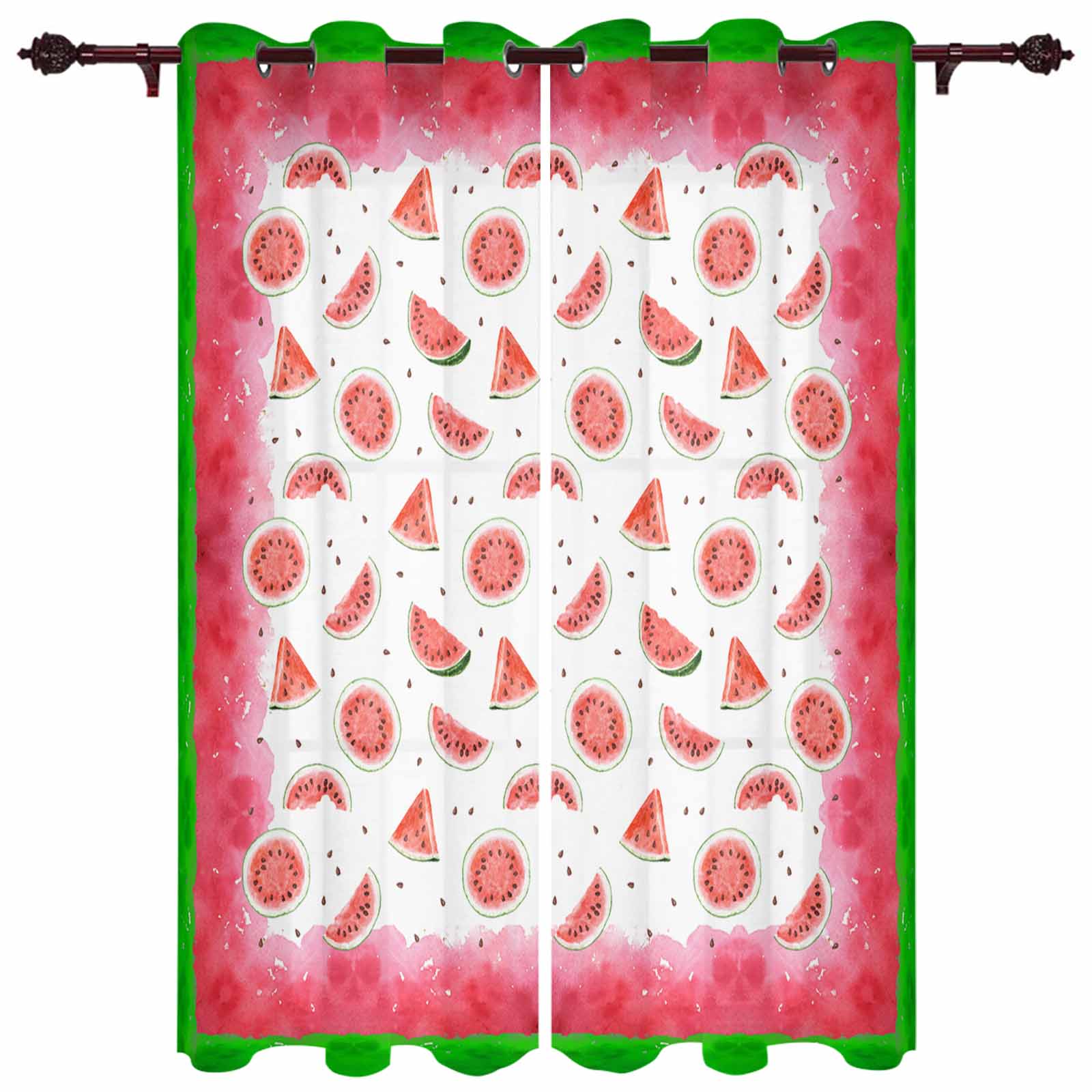 Summer Fruit Watermelon Red Green Window Curtains for Living Room ...