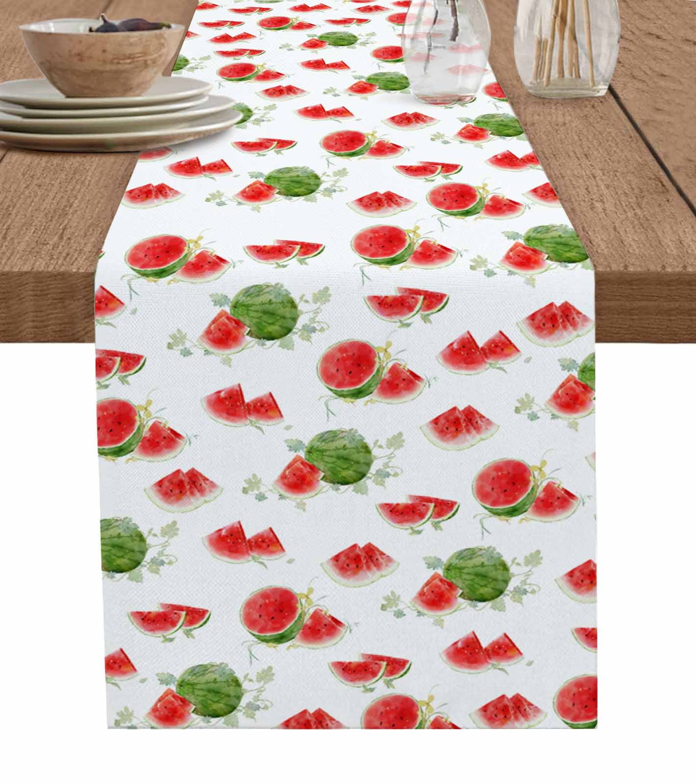 Summer Fruit Watermelon Table Runner Cotton Linen Wedding Table r Tablecloth Kitchen r Table ...