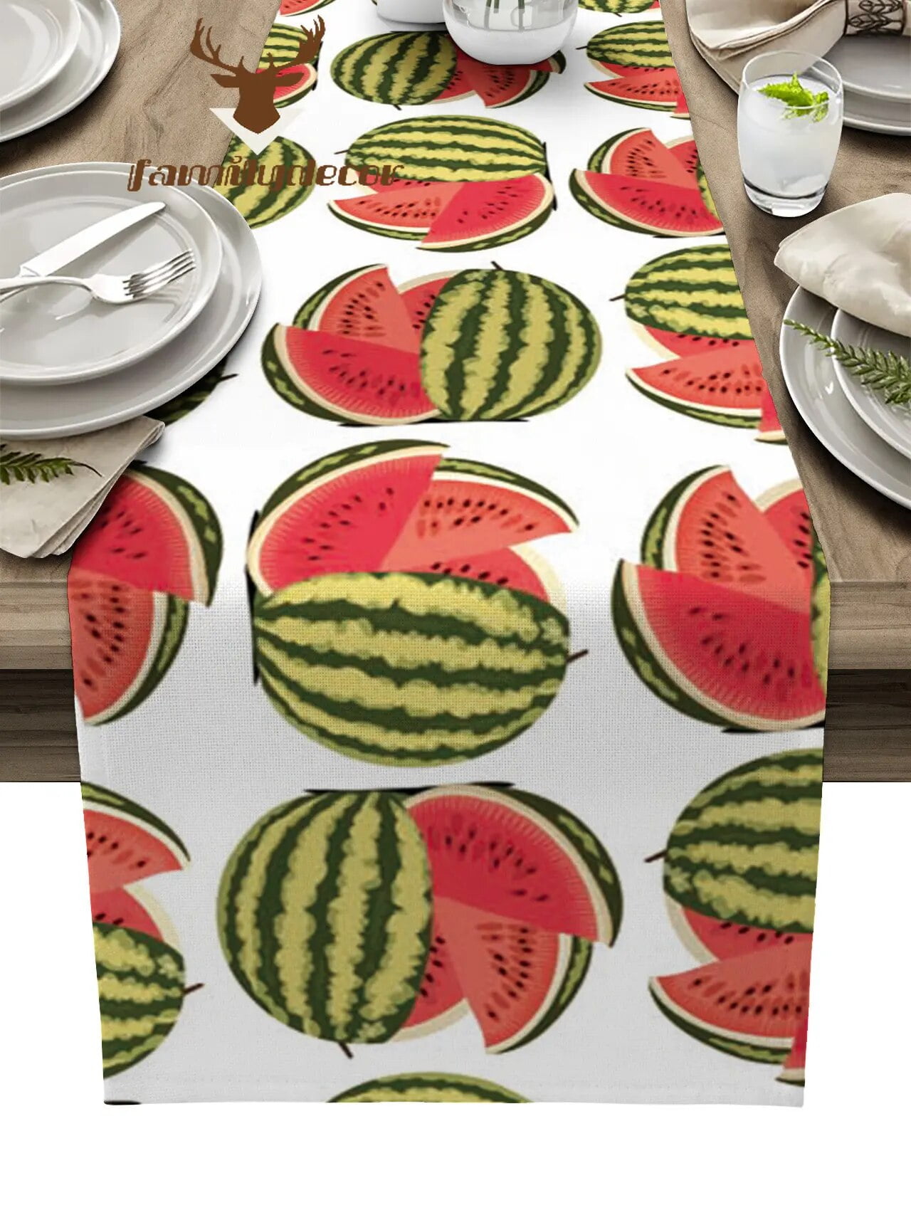 Summer Fruit Watermelon Table Runner Home Wedding Table Flag Mat Table Centerpieces Decoration ...