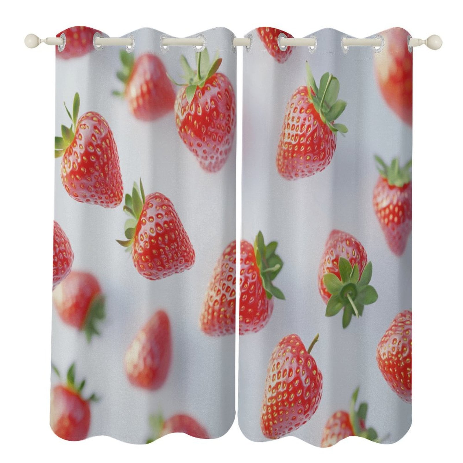 Summer Fruits 2 Panel Curtain Set, Watercolor Painting Window Treatment ...