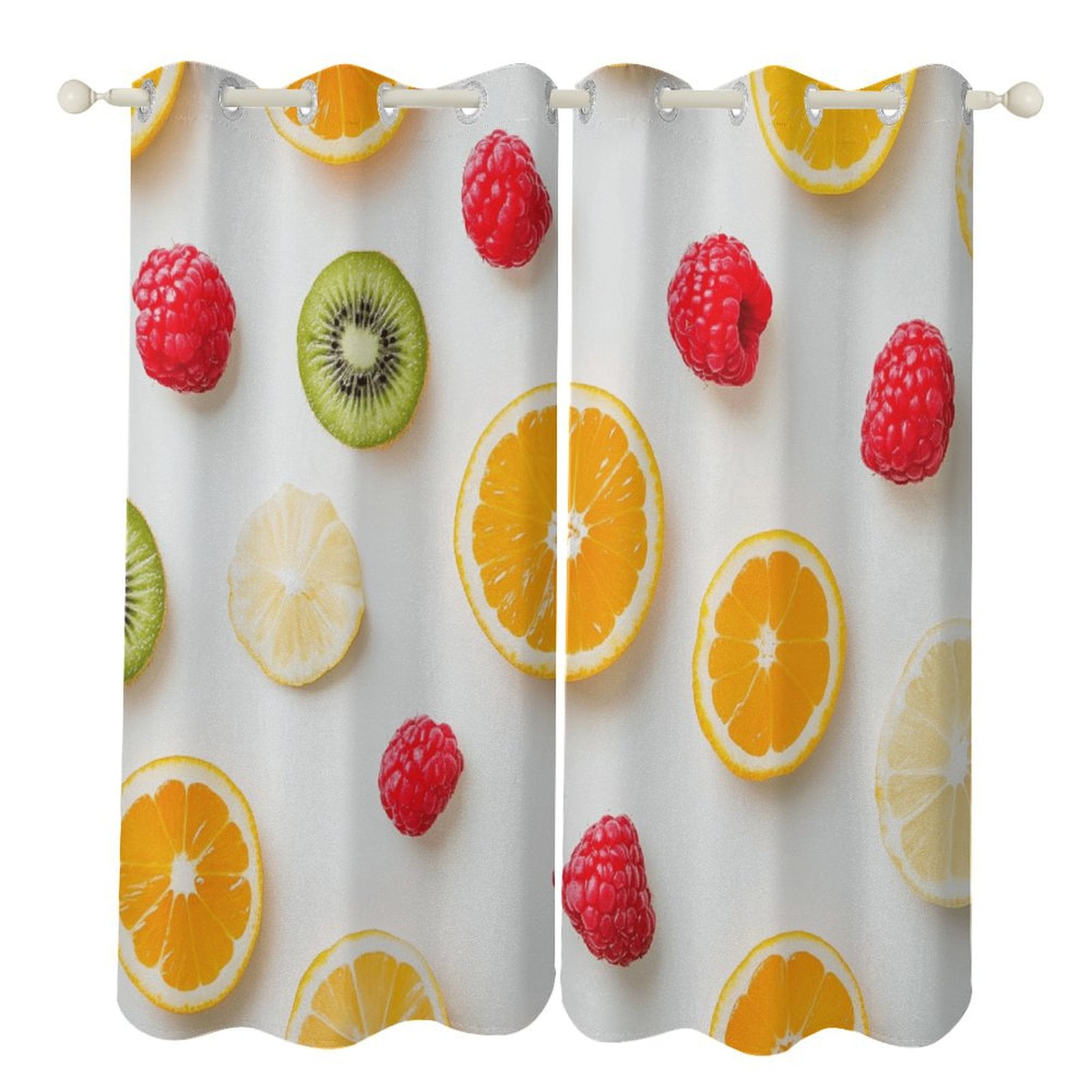 Summer Fruits 2 Panel Curtain Set, Watercolor Painting Window Treatment ...
