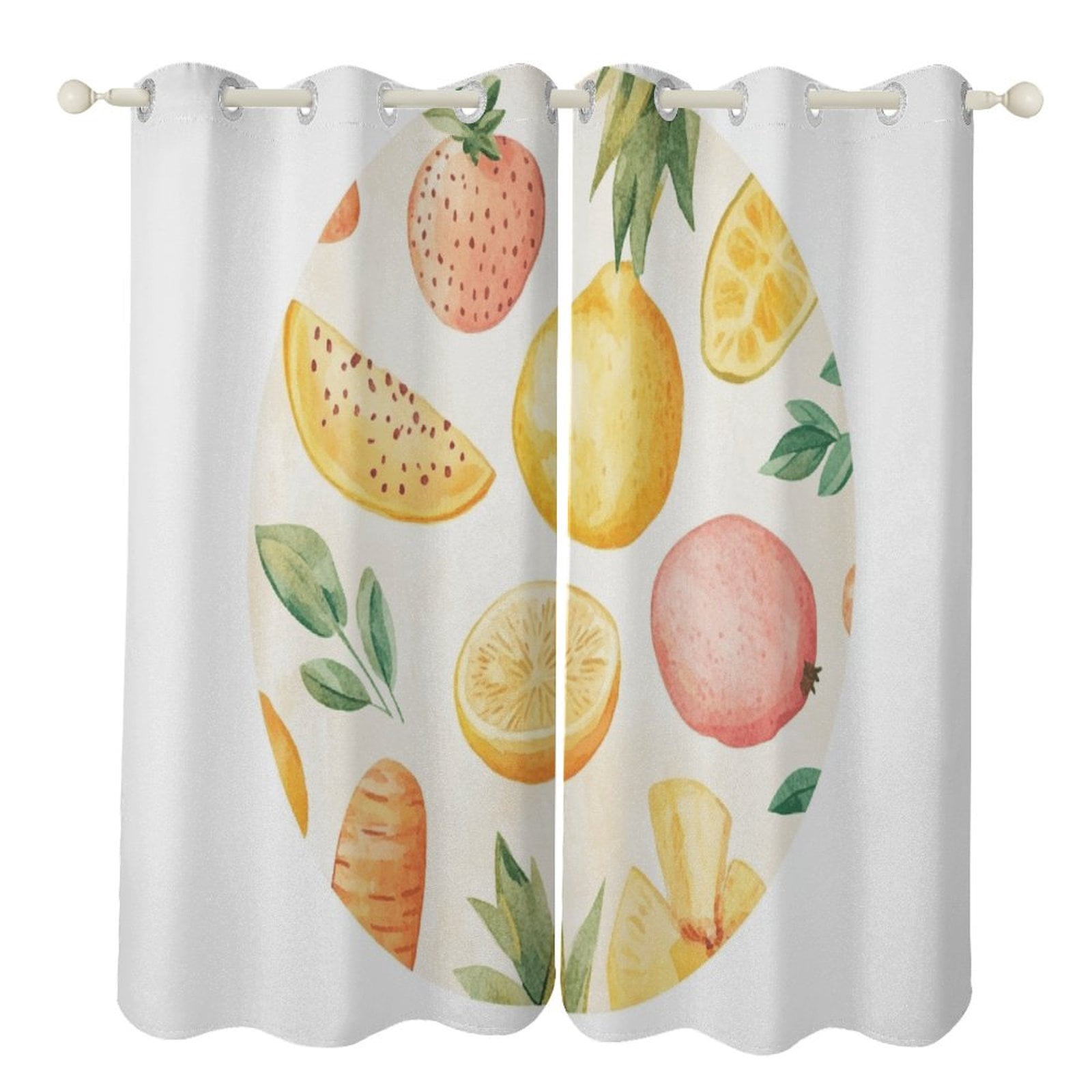 Summer Fruits 2 Panels 3D Printing Pattern Curtain for Bedroom Living ...